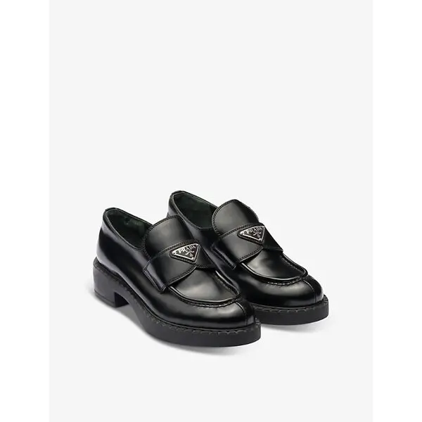 Prada Logo-plaque Leather Loafers