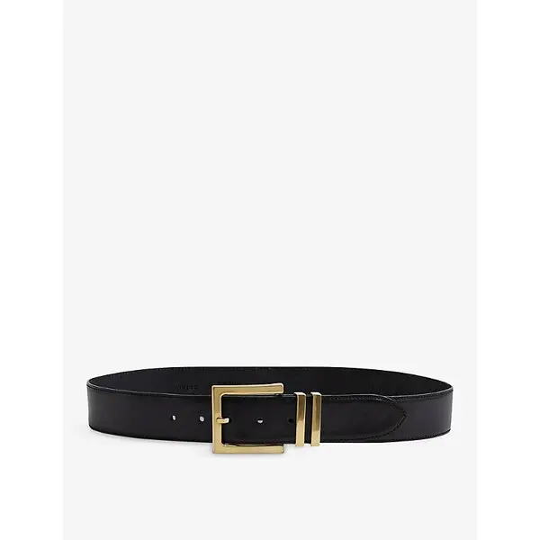 REISS Brompton Leather Belt - Black