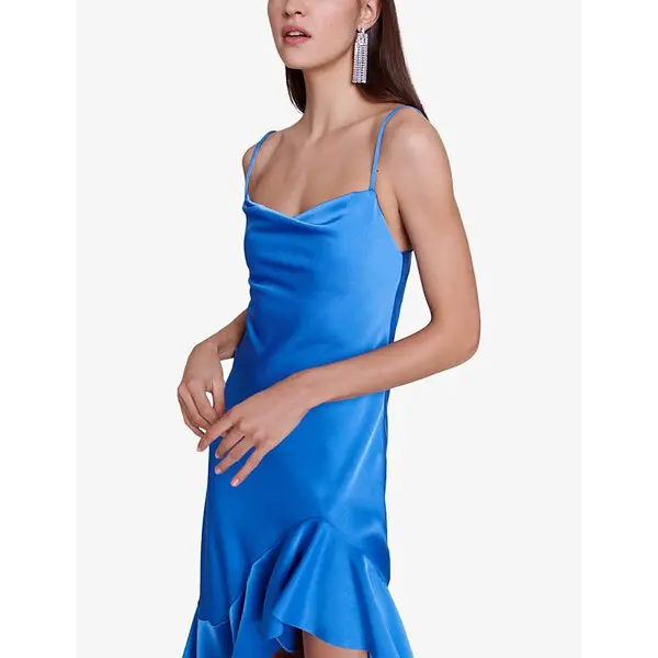 blue dress for baby girl Asymmetric Ruffle Hem Mini Dress