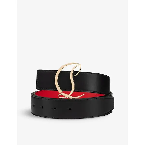 CHRISTIAN LOUBOUTIN Leather Belt With Logo Buckle - Black