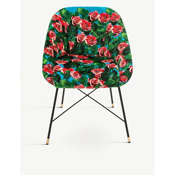 SELETTI Wears Toiletpaper Rose-print Velvet Chair 50cm X 60cm - One-color