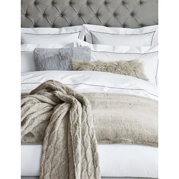 THE WHITE COMPANY Savoy Cotton Duvet Cover - White/mink