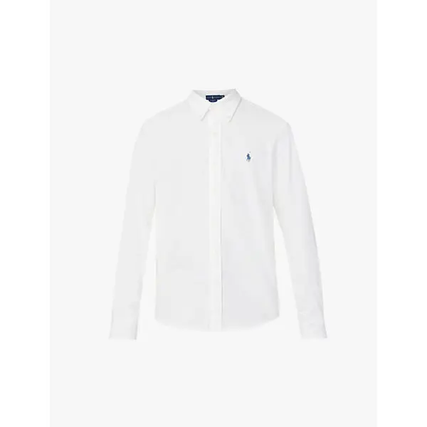 Polo Ralph Lauren Long-sleeved Logo-embroidered Slim-fit Cotton Shirt Xxl - White