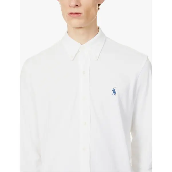 Polo Ralph Lauren Long-sleeved Logo-embroidered Slim-fit Cotton Shirt Xxl - White