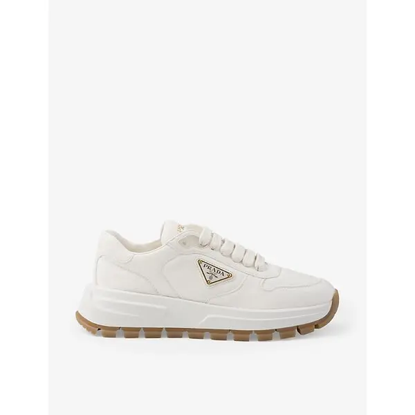 Prada Brand-plaque Leather Low-top Trainers - Neutral