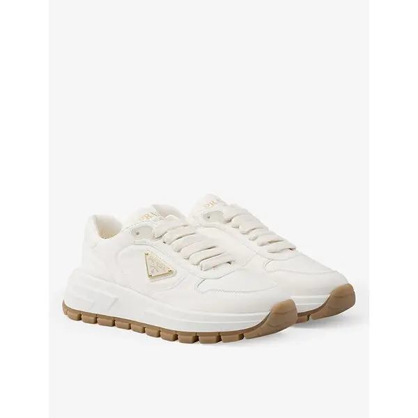 Prada Brand-plaque Leather Low-top Trainers - Neutral