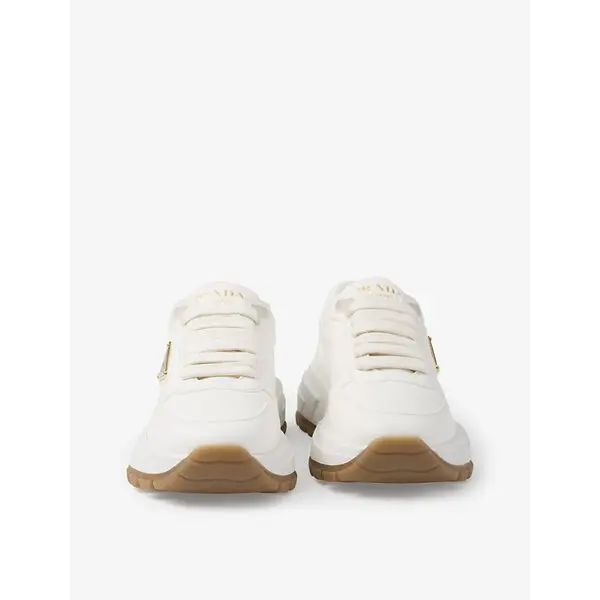 Prada Brand-plaque Leather Low-top Trainers - Neutral