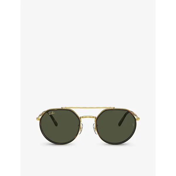 Ray-ban Irregular-frame Metal Sunglasses - Gold