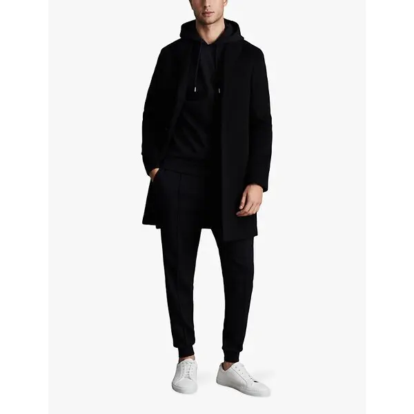 REISS Fabien Drawstring Regular-fit Stretch-jersey Hoody - Navy Blue