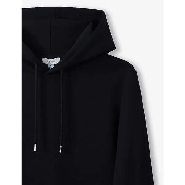 REISS Fabien Drawstring Regular-fit Stretch-jersey Hoody - Navy Blue