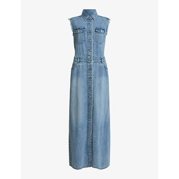 chinese dress ladies Wrangler Ladies Smocked Bodice Denim Maxi Dress-112365768