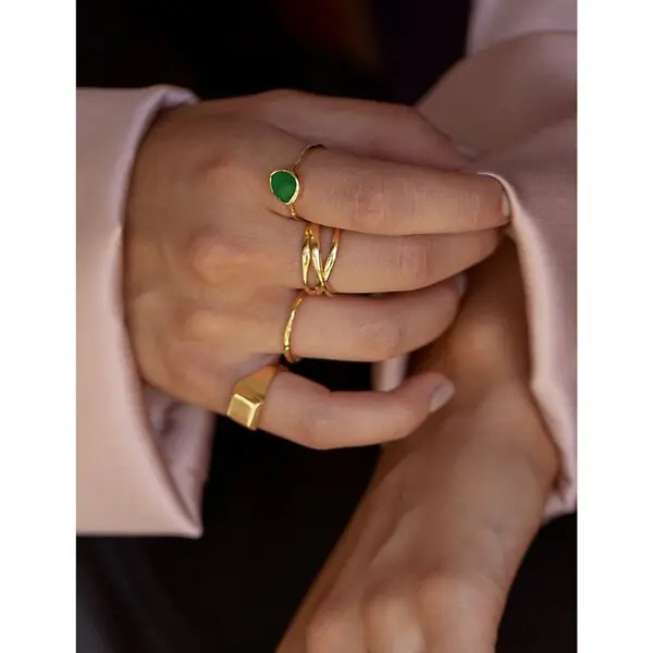 Monica Vinader Siren™ Gemstone 18ct Vermeil Ring With Onyx - Yellow Gold