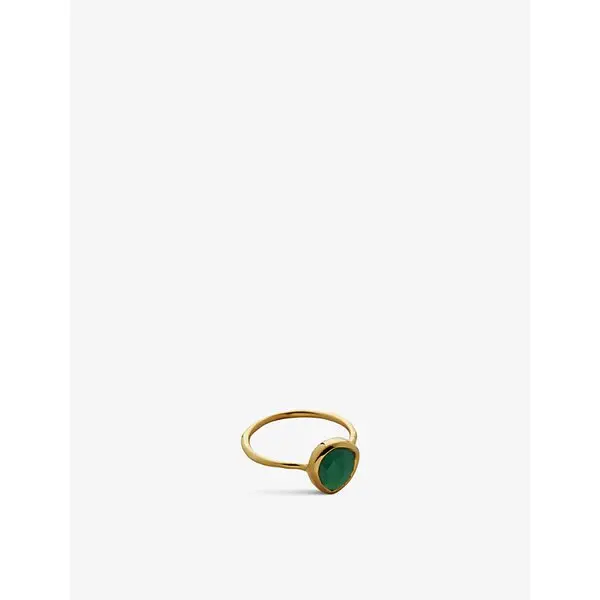 Monica Vinader Siren™ Gemstone 18ct Vermeil Ring With Onyx - Yellow Gold