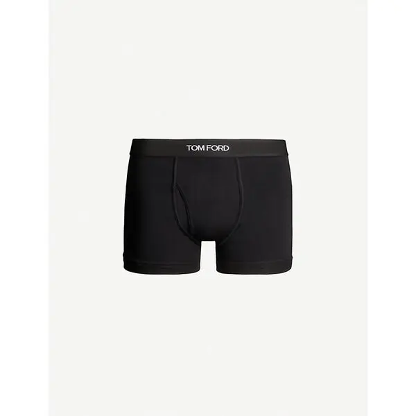TOM FORD Logo-embroidered Cotton-blend Jersey Boxers - Black