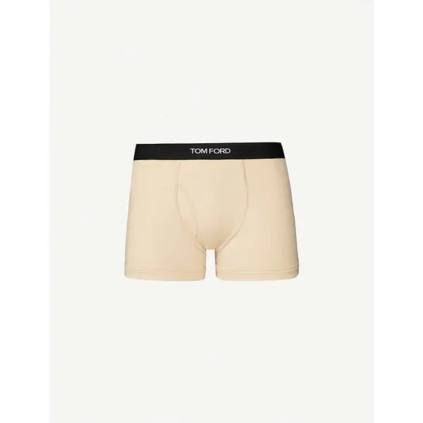 TOM FORD Logo-embroidered Cotton-blend Jersey Boxers - Nude 1