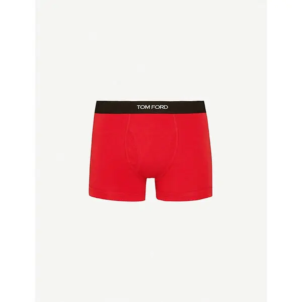 TOM FORD Logo-embroidered Cotton-blend Jersey Boxers - Red