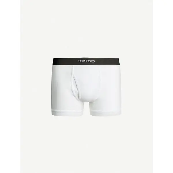 TOM FORD Logo-embroidered Cotton-blend Jersey Boxers - White