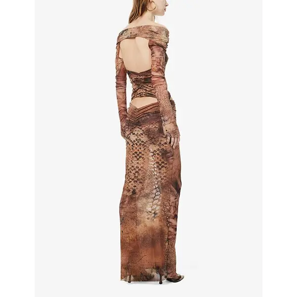 Jaded London Animal-Print Cutout Stretch-Woven Maxi Dress - Brown |  Editorialist