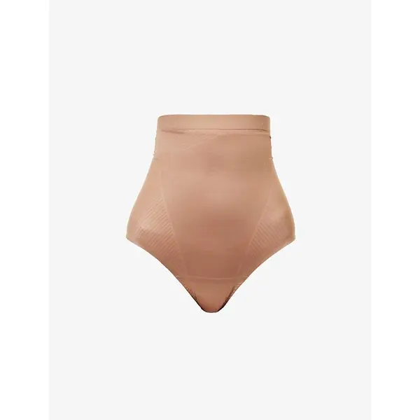 Spanx Shape™ Invisible High-waisted Stretch-woven Thong - Cafe Au Lait