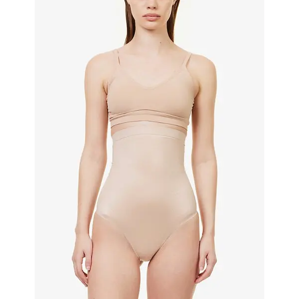 Spanx Shape™ Invisible High-waisted Stretch-woven Thong - Champagne Beige