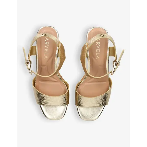 Carvela Stud-embellished Leather Wedge Sandals - Gold