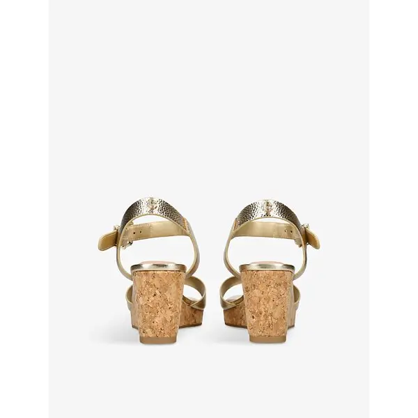 Carvela Stud-embellished Leather Wedge Sandals - Gold