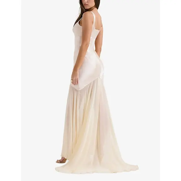 house of cb champagne satin dress Clothing : Bodycon Dresses : 'Camilla' Champagne Satin Dress with Hand Sewn  Crystals
