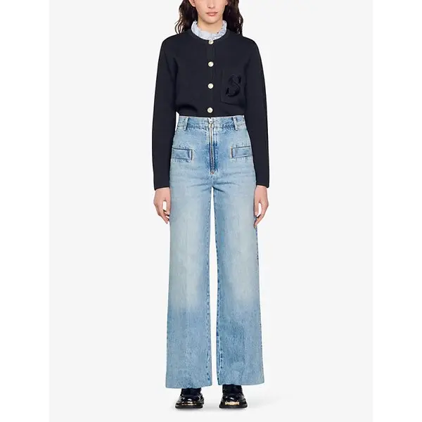 Sandro Oslo High-rise Wide-leg Jeans - Bleus