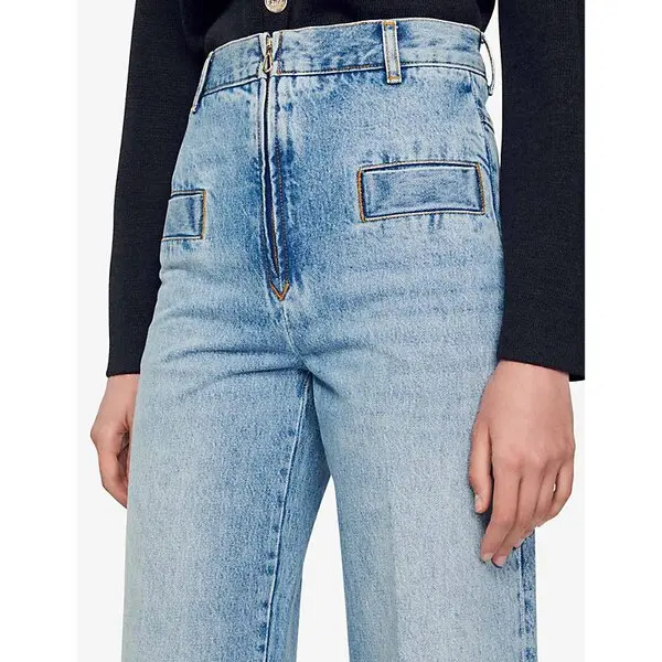Sandro Oslo High-rise Wide-leg Jeans - Bleus