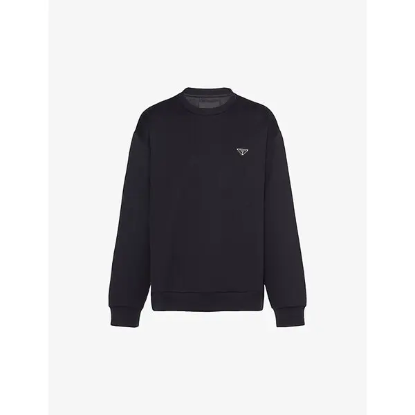 Prada Cotton-Jersey Sweatshirt With Re-Nylon Inserts - Black 