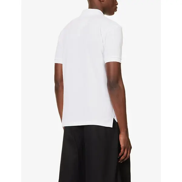 Play Comme Des Garcon Heart-print Ribbed-trim Cotton Polo Shirt - White