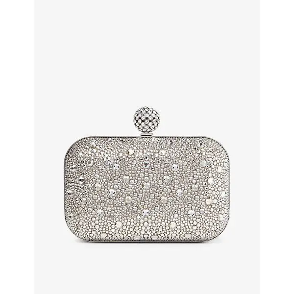 JIMMY CHOO Cloud Crystal-embellished Suede Clutch Bag - Nude/crystal