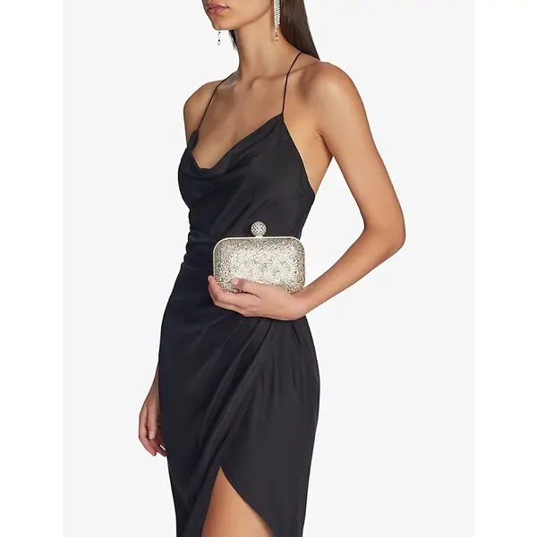 JIMMY CHOO Cloud Crystal-embellished Suede Clutch Bag - Nude/crystal