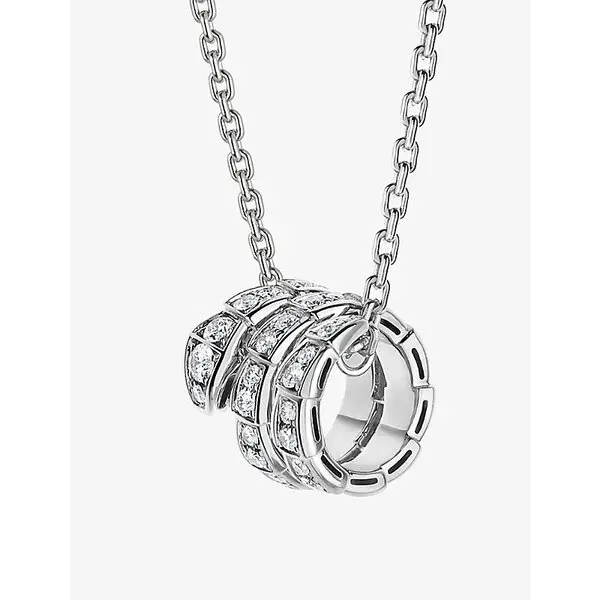 BVLGARI Serpenti Viper Diamond Pendant Necklace - White Gold