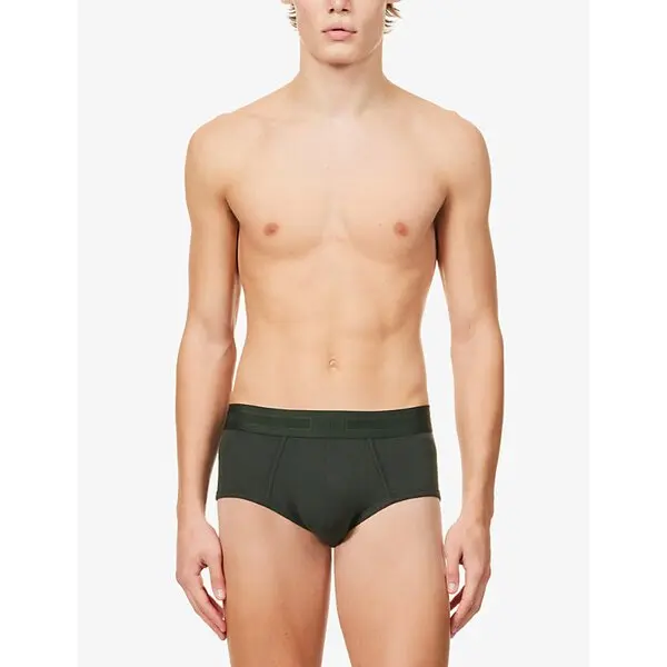 CHE Elasticated-waistband Pack Of Three Stretch-woven Briefs Xxl - Pine Green