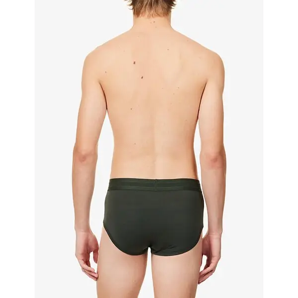 CHE Elasticated-waistband Pack Of Three Stretch-woven Briefs Xxl - Pine Green