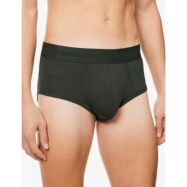 CHE Elasticated-waistband Pack Of Three Stretch-woven Briefs Xxl - Pine Green