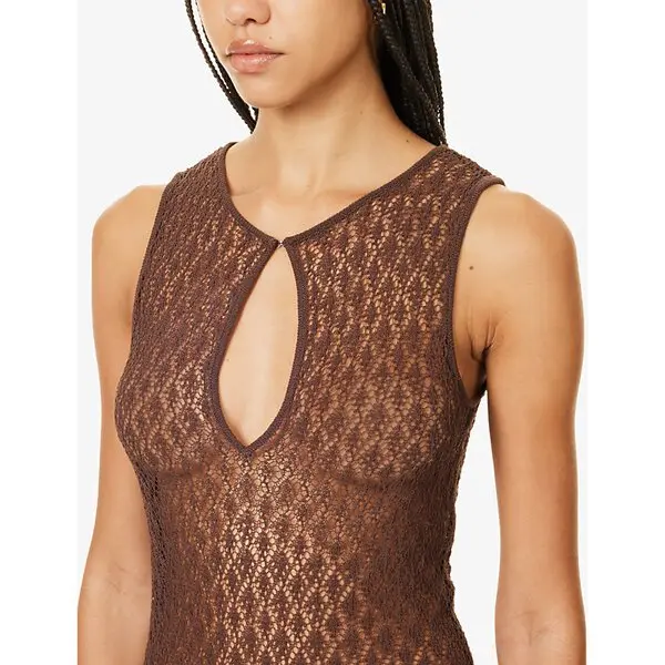 Bec & Bridge Aurora Cut-Out Knitted Mini Dress - Choc | Editorialist