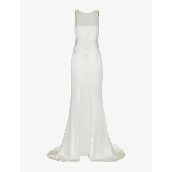 Whistles Womens Ivory Lina Low-Back Satin Wedding Dress 14