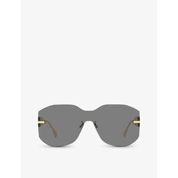 Fendi Rectangle-frame Tinted-lens Metal Sunglasses - Gold