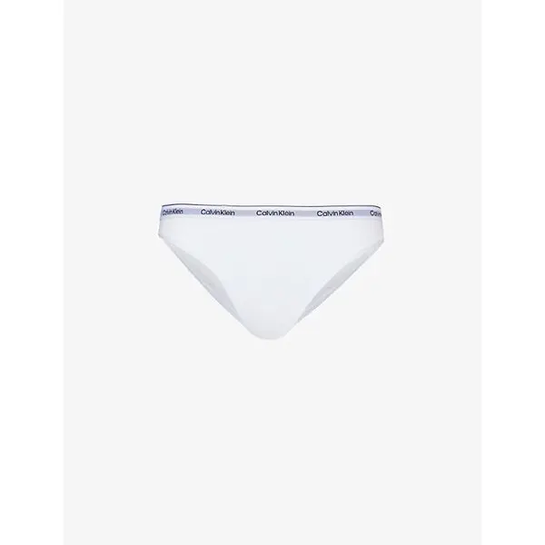 Calvin Klein Modern Branded-waistband Stretch-cotton Briefs - White