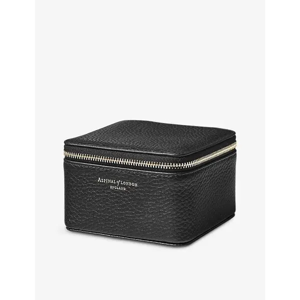 ASPINAL OF LONDON Logo-print Leather Watch And Ring Box - Black