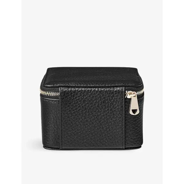 ASPINAL OF LONDON Logo-print Leather Watch And Ring Box - Black