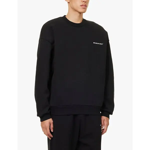 MKI MIYUKI ZOKU Branded-print Cotton-blend Sweatshirt - Black