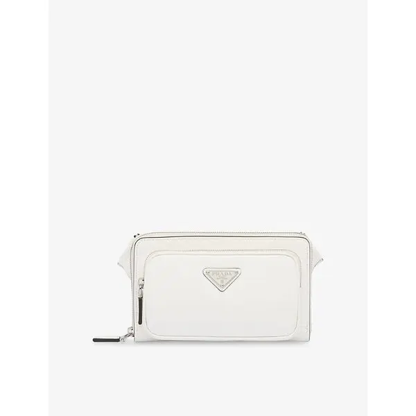 Prada Brand-plaque Saffiano-leather Cross-body Bag - White