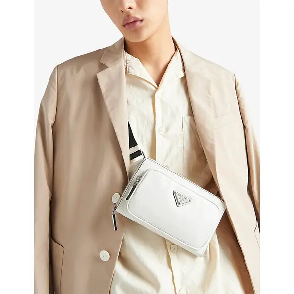 Prada Brand-plaque Saffiano-leather Cross-body Bag