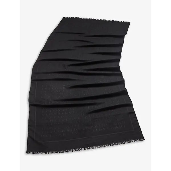 BVLGARI Lettere Maxi Brand-pattern Wool And Silk Stole - Black