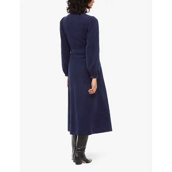 Whistles Angelica Belted Cotton Corduroy Midi Dress In Navy - 37% Off |  Editorialist