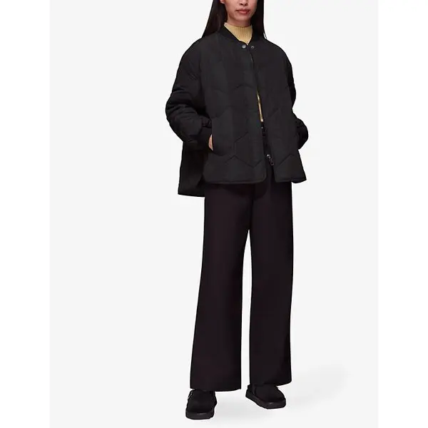 Whistles Diamond-quilted Polyester Coat - Black