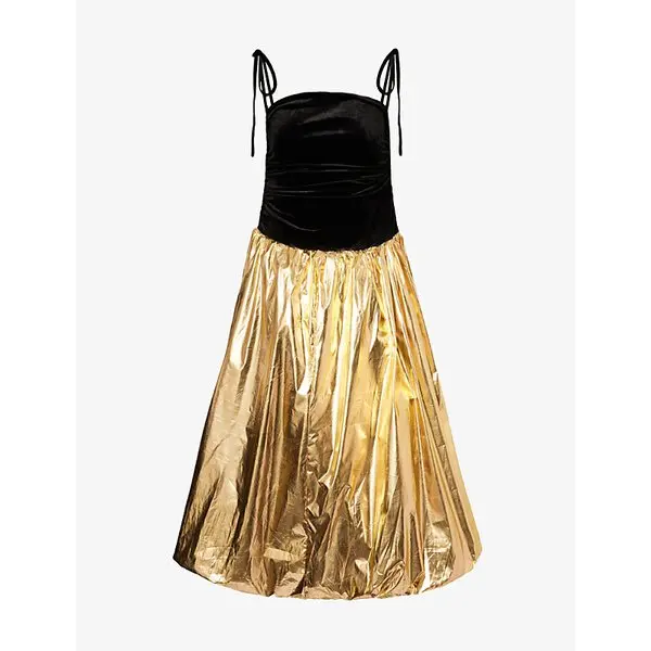 white and gold dress Kiah Black Embellished Midi Dress – Frock and Frill